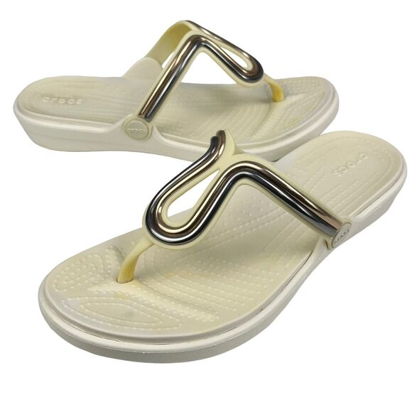 CROCS | Shoes | Crocs Sanrah Metal Block Thong Sandal Flip Flop Womens ...